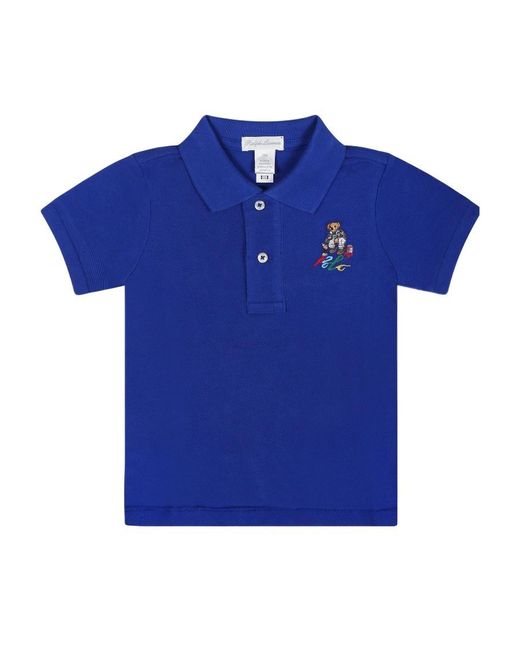 Ralph Lauren Logo Pattern Polo Shirt in Blue | Lyst
