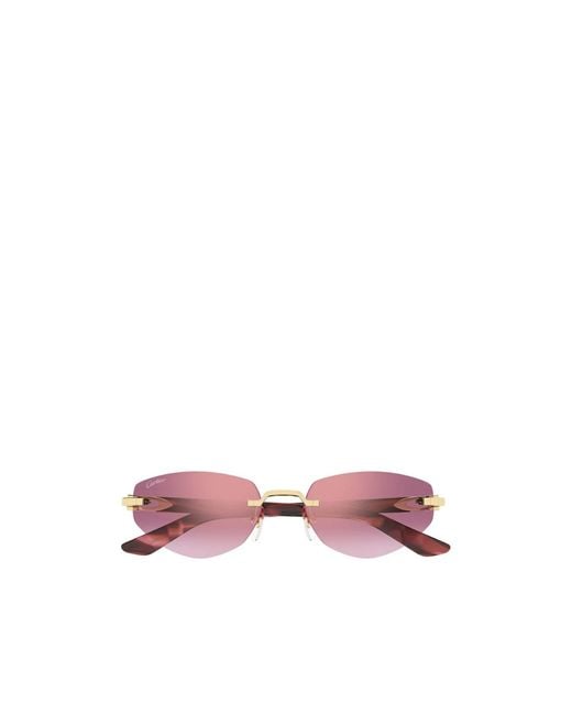 Cartier Oval Frame Sunglasses in Pink | Lyst UK