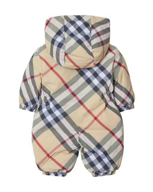 Burberry Check Nylon Puffer Suit in Gray | Lyst