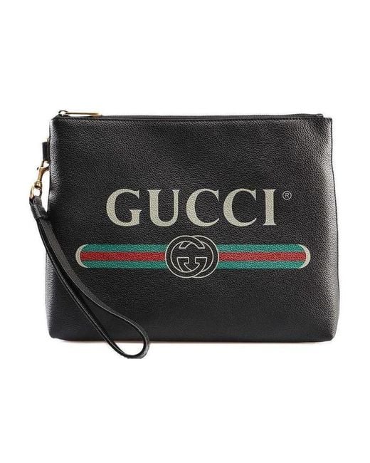Gucci Print Logo Handbag in Black for Men | Lyst