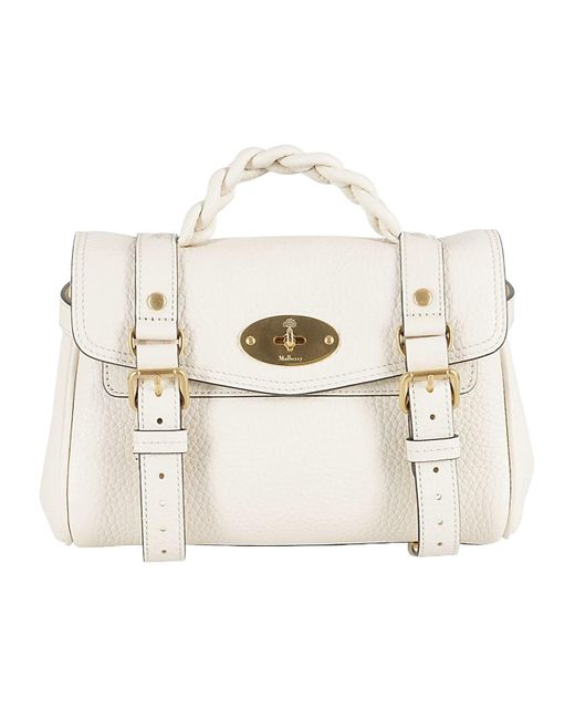 Mulberry Mini Alexa Leather Tote Bag in White | Lyst