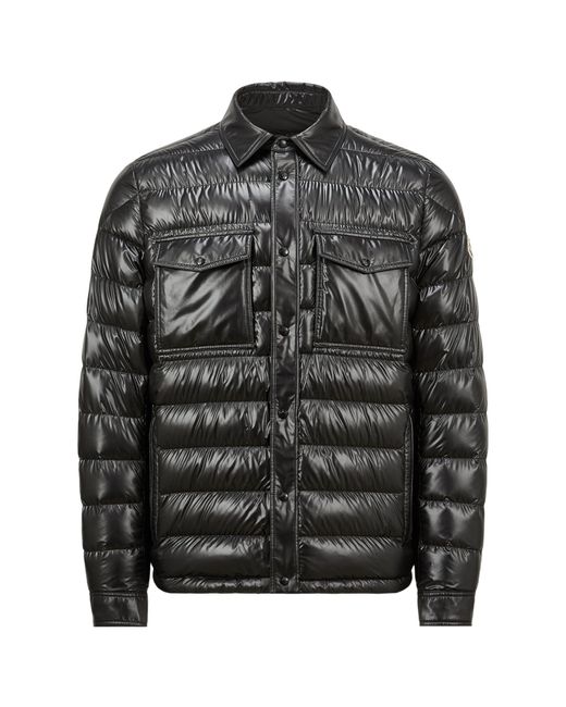 Moncler Logo Patch Down Jacket in Black for Men | Lyst