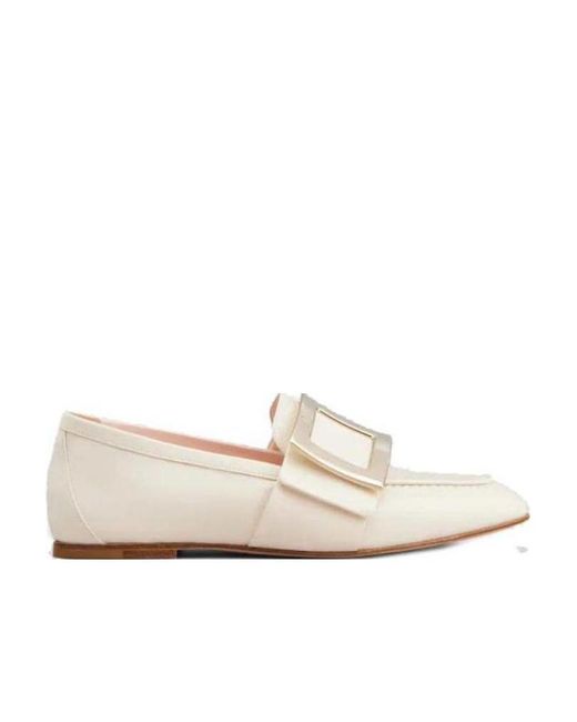 Roger Vivier Logo Flat Shoes in White | Lyst