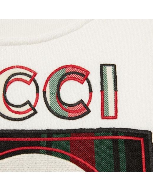 Gucci Cotton Sweater With Retro Logo in White | Lyst