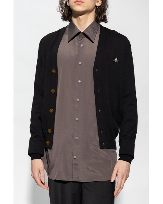 Vivienne Westwood Signature Orb Logo Embroidery Cardigan in Black for Men | Lyst