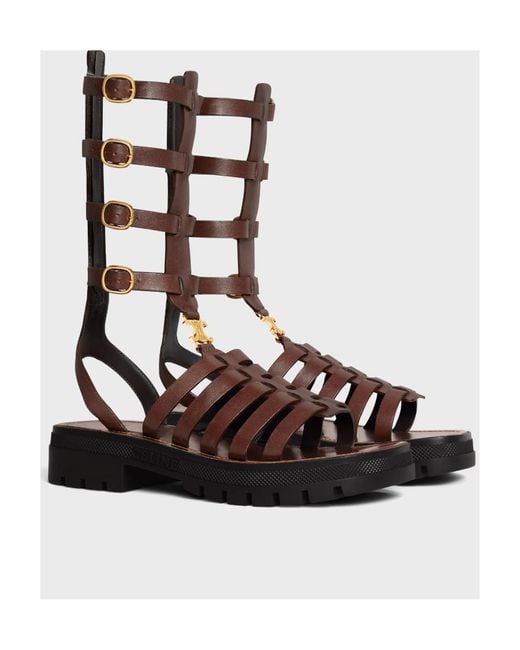 Celine Triomphe Gladiator Sandals in Black | Lyst