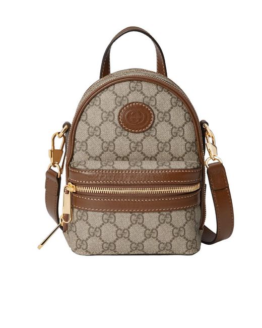 Gucci Interlocking G Canvas Backpack in Brown | Lyst