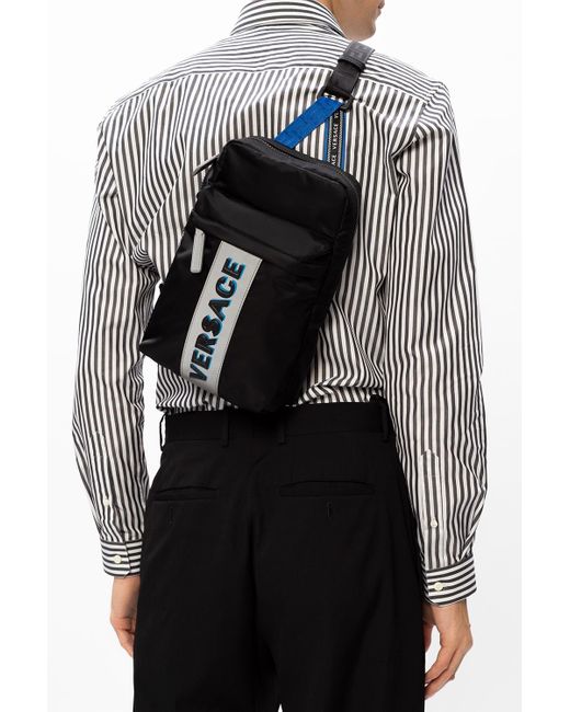 Versace Logo Backpack in Black for Men | Lyst