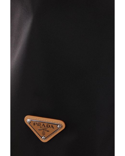 Prada Logo Patch Mini Skirt in Black | Lyst