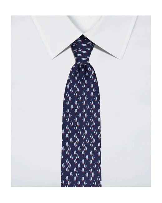 Ferragamo Nautical Print Silk Tie in Blue for Men | Lyst UK