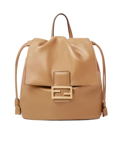 Fendi Ff-Clasp Backpack in Natural | Lyst