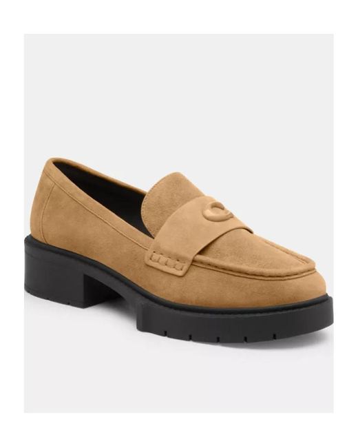 COACH Platform Loafer Shoes in Brown | Lyst