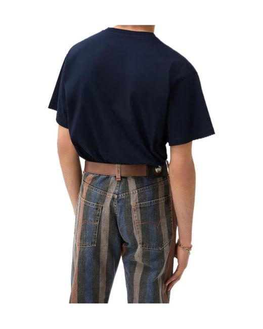 Versace Intarsia Cotton-Jersey Regular T-Shirt in Blue for Men | Lyst UK