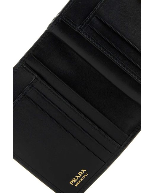 Prada Triangle-Logo Quilted Leather Wallet in Black | Lyst