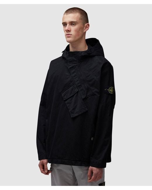 Stone Island Garment Dyed Old Effect Pocket Smock Jacket in Black for ...