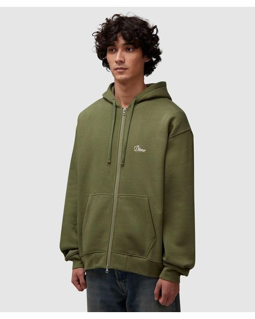 Dime Cursive Small Logo Zip Hoodie (Army in Green for Men | Lyst