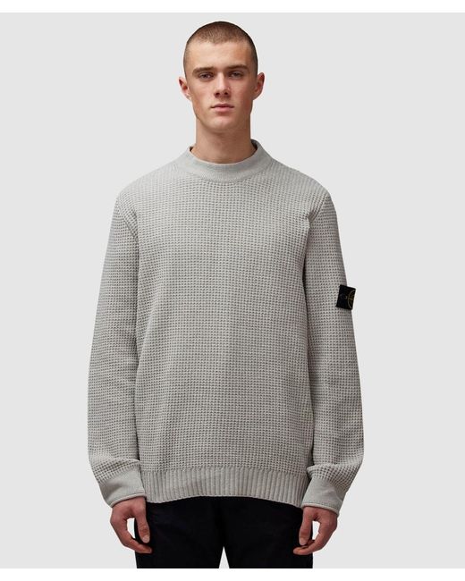 Stone Island Cotton Chenille Knit Sweater in Gray for Men | Lyst