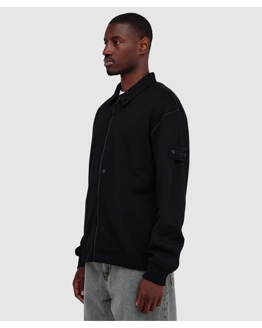 Stone Island Ghost Wool Fleece Zipped Track Jacket in Black for Men ...