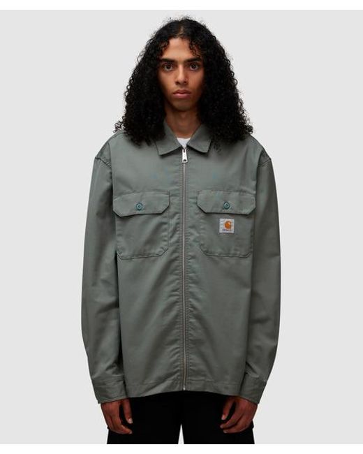 Carhartt Craft Long Sleeve Zip Shirt in Gray for Men | Lyst