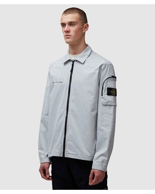 Stone Island Garment Dyed Old Effect Pocket Overshirt in Gray for Men ...