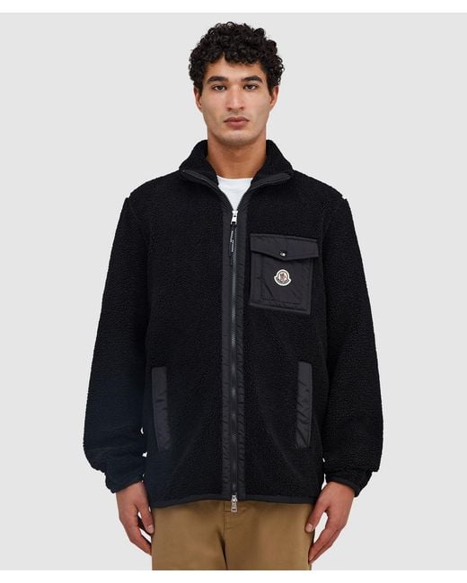 Moncler Teddy Fleece Jacket in Black for Men | Lyst UK