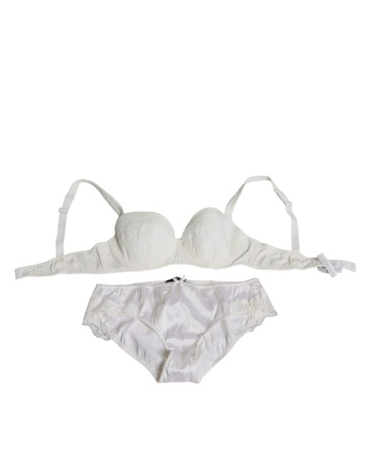 Dolce & Gabbana White Silk Stretch Panty Balconette Bra Underwear | Lyst