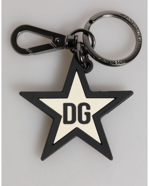Dolce & Gabbana Dg Logo Star Rubber Keychain Keyring in Grey for Men ...