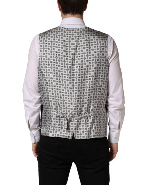 Dolce & Gabbana Navy Blue Wool Dress Formal Waistcoat Vest for Men | Lyst