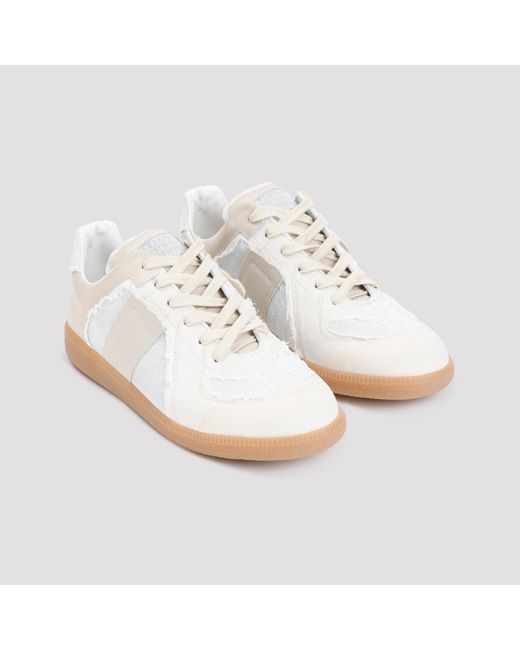 Maison Margiela Grey Replica Inside Out Calf Leather Sneakers in White ...