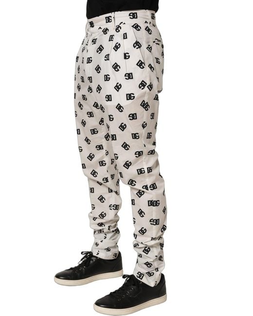 Dolce & Gabbana White Logo Skinny Leg Dress Men Trouser Pants in Grey ...