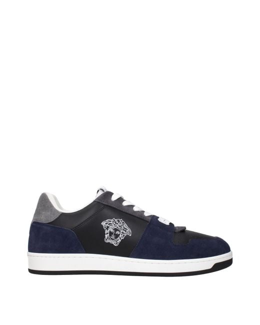 Versace Blue Leather Sneakers for Men | Lyst UK