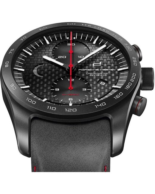 Porsche Design Black Leather Watch for Men | Lyst