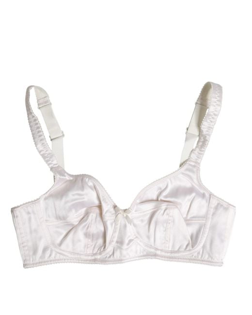 Dolce & Gabbana White Silk Balconette Non Wire Bra Underwear in Natural ...