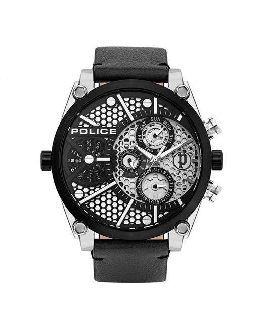 Police Black Leather Watch for Men | Lyst UK