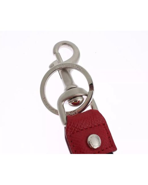 Dolce & Gabbana Raffia Leather Clasp Finder Chain Keyring in Red | Lyst