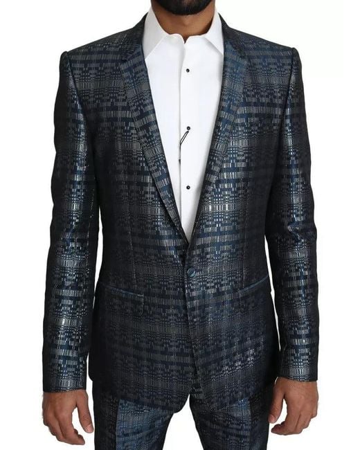 Dolce & Gabbana Shiny 2 Piece Slim Suit in Black for Men | Lyst UK