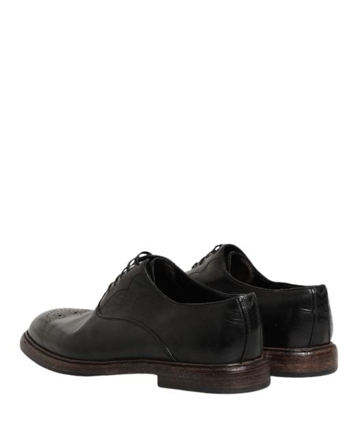 Dolce & Gabbana Black Calfskin Leather Oxford Dress Shoes for Men | Lyst UK