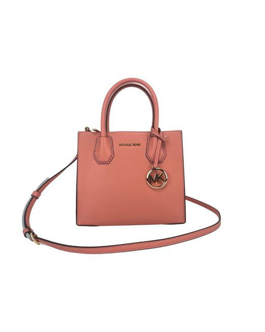 Michael Kors Mercer Medium Sherbet Pebble Leather Messenger Crossbody ...