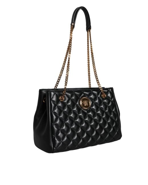 Versace Black Quilted Nappa Leather Shoulder Chain Strap Bag | Lyst