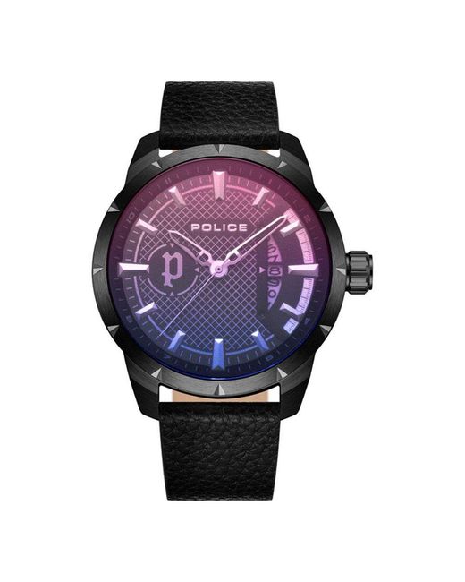 Police Black Leather Watch in Purple for Men | Lyst UK
