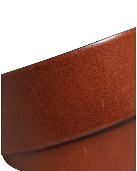 Dolce & Gabbana Men Brown Leather Wide Waist Metal Round Buckle Belt ...