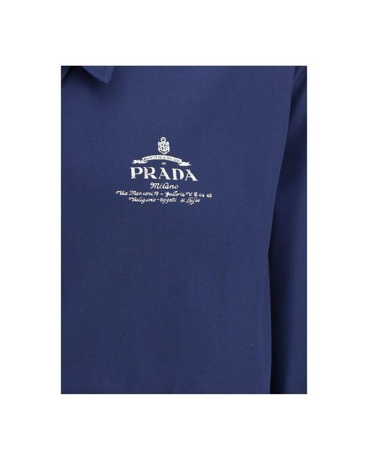 Prada Logoed Jacket in Blue for Men | Lyst