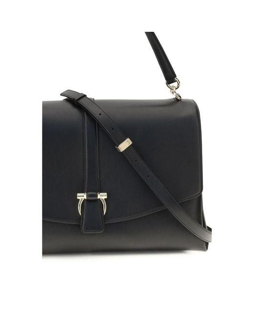 Ferragamo Black Calf Leather Bos Taurus Shoulder Bag | Lyst UK