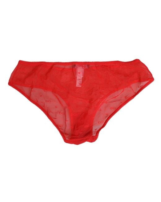 Dolce & Gabbana Red Nylon Sheer Mesh Lace Brief Panty Underwear | Lyst