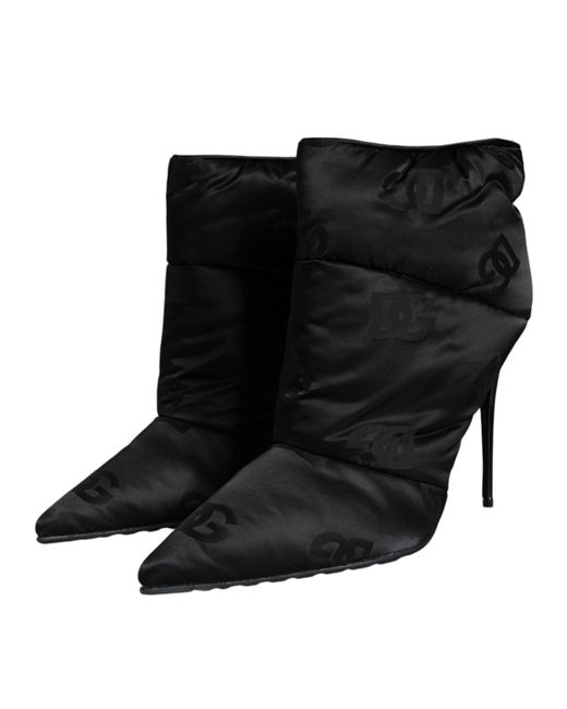 Dolce & Gabbana Dg Logo Padded Heels Ankle Boots Shoes in Black | Lyst