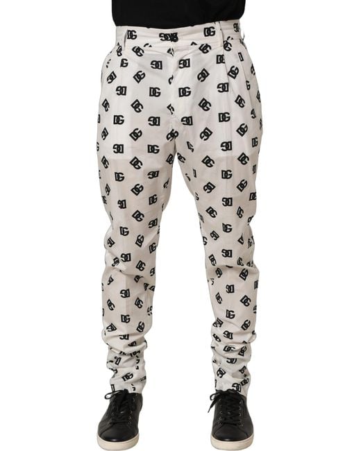 Dolce & Gabbana White Logo Skinny Leg Dress Men Trouser Pants in Grey ...