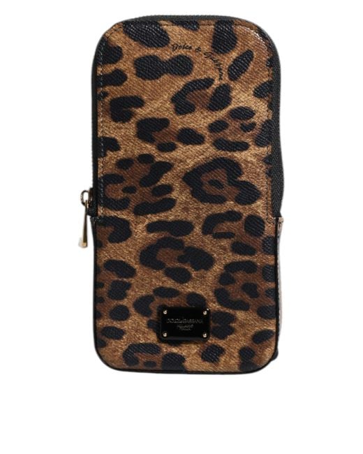 Dolce & Gabbana Leopard Print Dauphine Leather Zip Around Wallet in ...