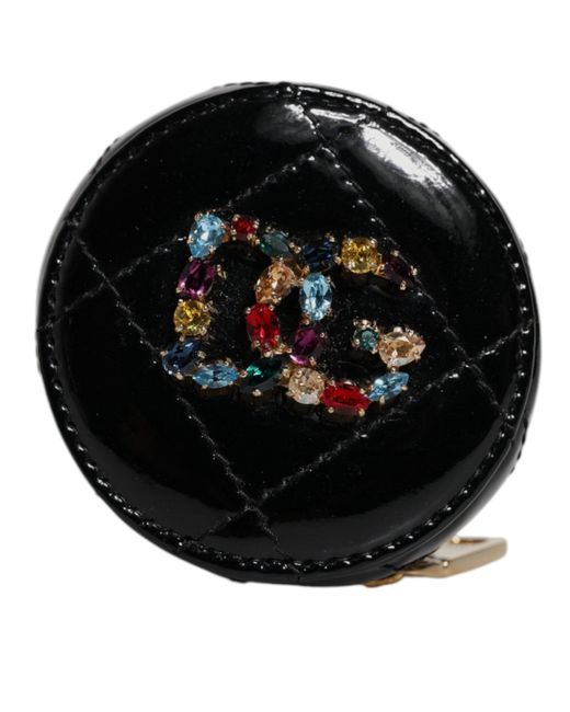 Dolce & Gabbana Leather Zip Around Embellished Coin Purse in Black ...