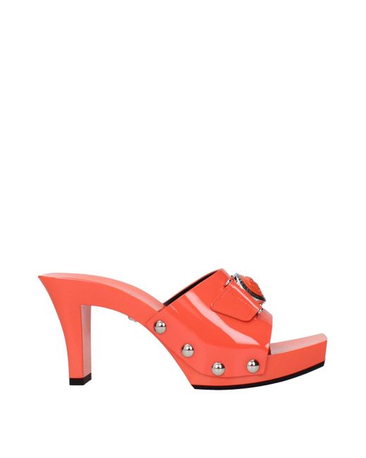 Versace Leather Platforms in Red | Lyst