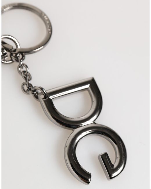 Dolce & Gabbana Brass Dg Logo Metal Keychain Holder Keyring in White ...